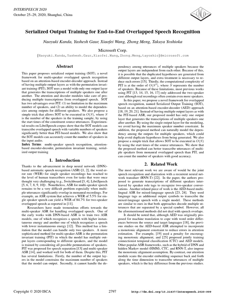 Kanda20b Interspeech | PDF | Speech Recognition | Deep Learning
