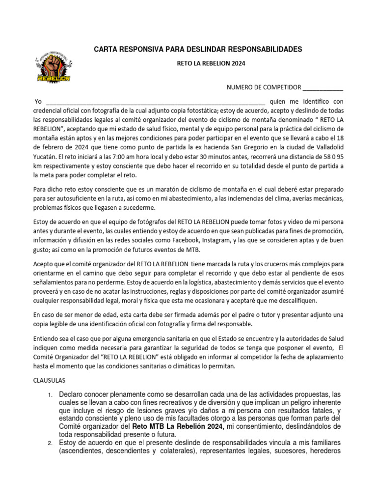 CARTA RESPONSIVA | PDF | Menor (ley)