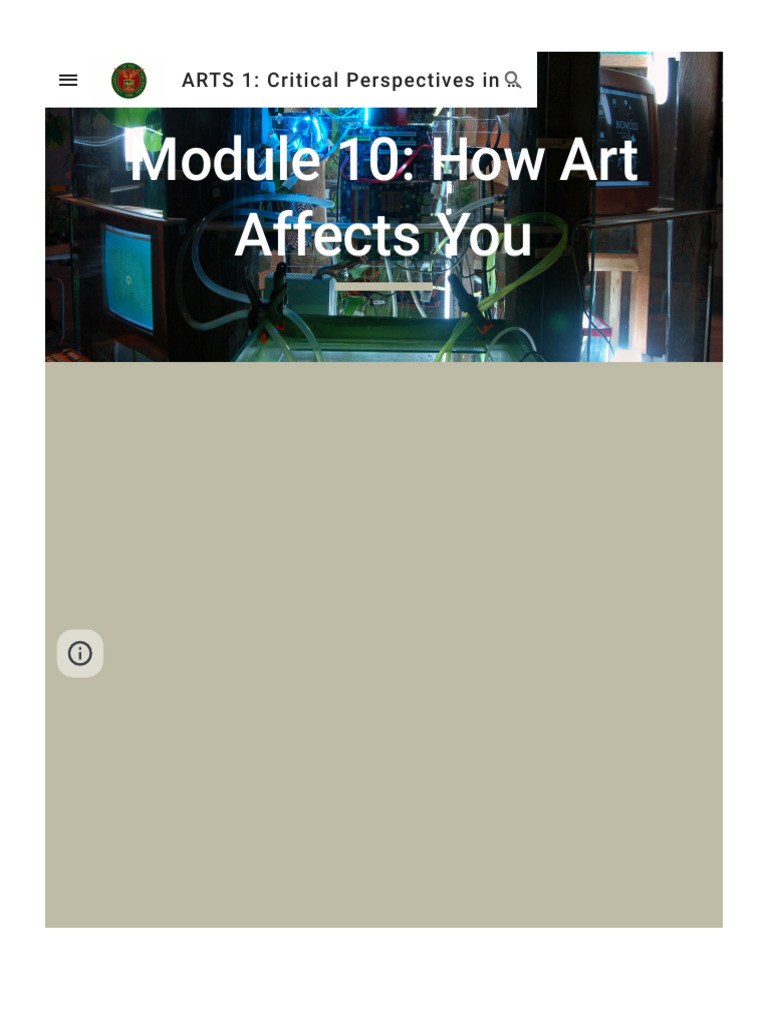 ARTS 1 - Critical Perspectives in The Arts - Module 10 - How Art ...