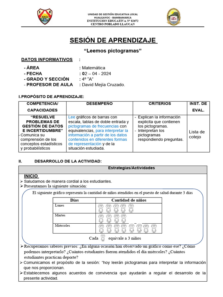 SESIÓN DE APRENDIZAJE 1 de abril - matemática | PDF | Aprendizaje | Science