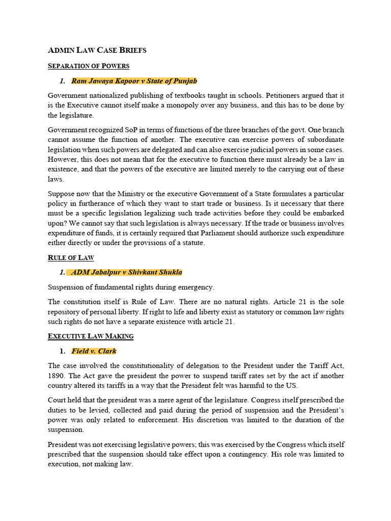 Admin Case Briefs | PDF | Presidents Of The United States | American ...