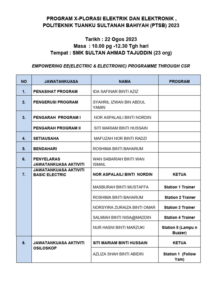 PTSB 2023 Electric & Electronic Program | PDF | Malaysia