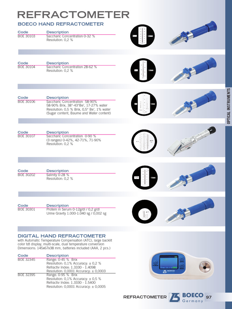 BOECO Refractometers: Models & Specs | PDF | Science & Mathematics | Technology & Engineering