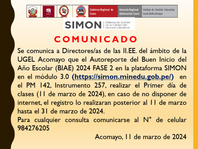 Comunicado Simon PM 142 - Inst 257 | PDF