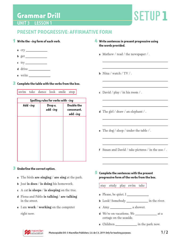Present Progressive Review | Download Free PDF | Linguistics
