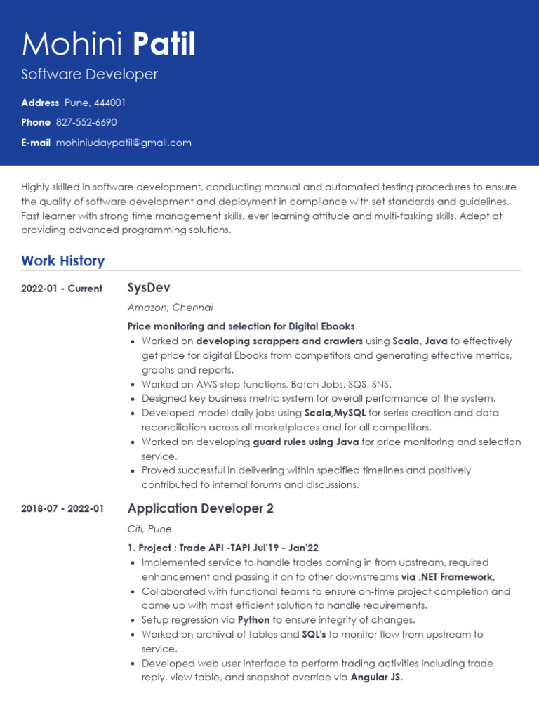 Mohini Patil | PDF | Amazon Web Services | Software Development