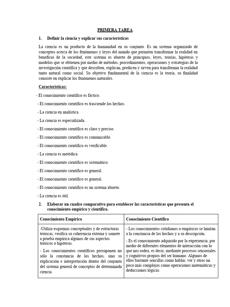 Primera Tarea | PDF | Teoría | Conocimiento