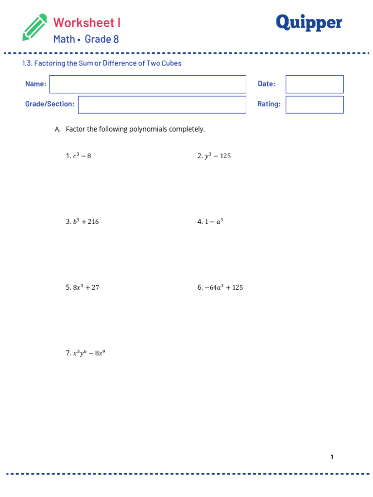 Me Math 8 q1 0103 Ws1 | PDF | Teaching Methods & Materials