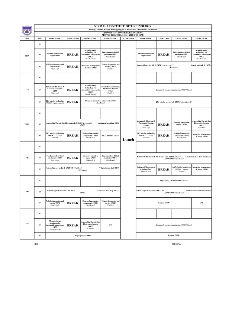 Timetable 2023 - 24 ODD | PDF | Car | Land Vehicles