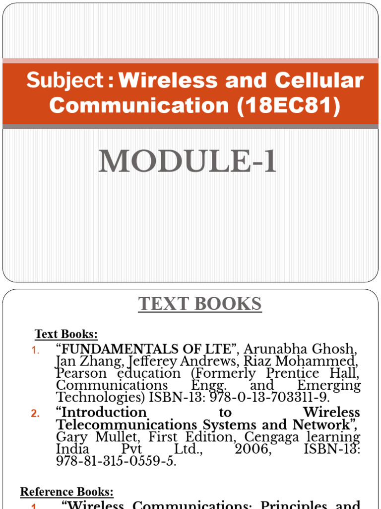 Module 1 PPT-WCC | PDF | Cellular Network | Diffraction