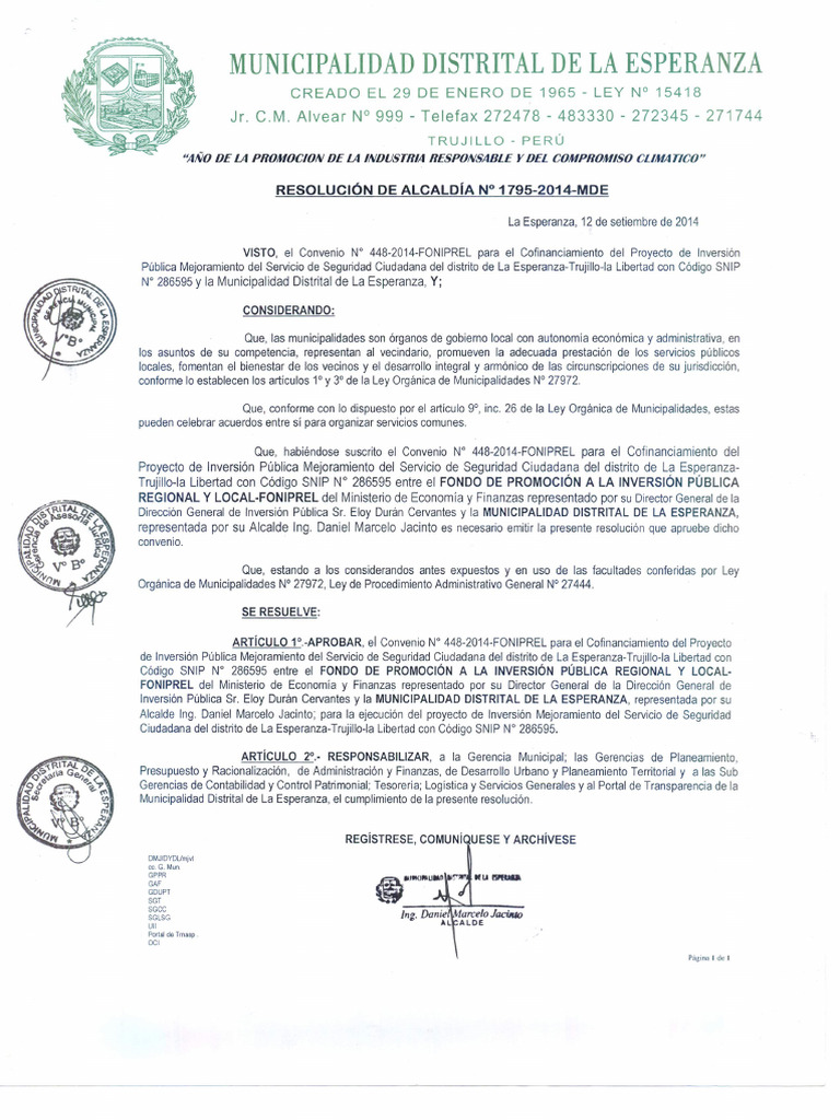 Convenio para El Cofinanciamiento Del PIP MSSC | PDF