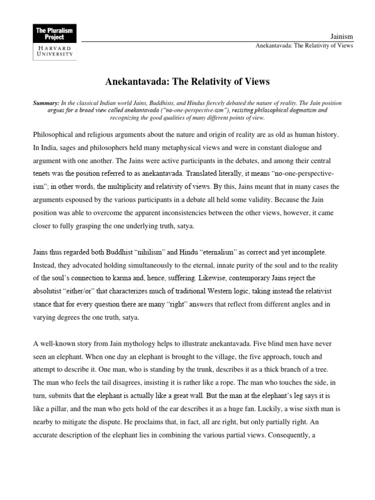 Anekantavada-The Relativity of Views | PDF | Relativism | Indian Philosophy
