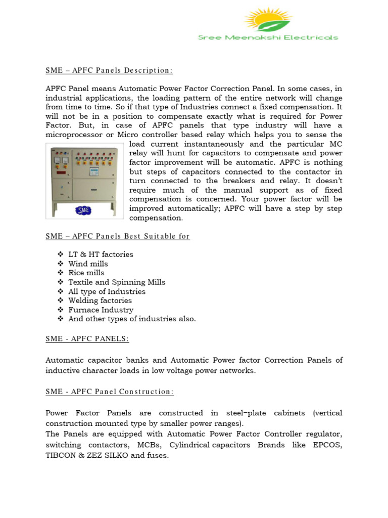 Apfc Panel | PDF | Ac Power | Capacitor