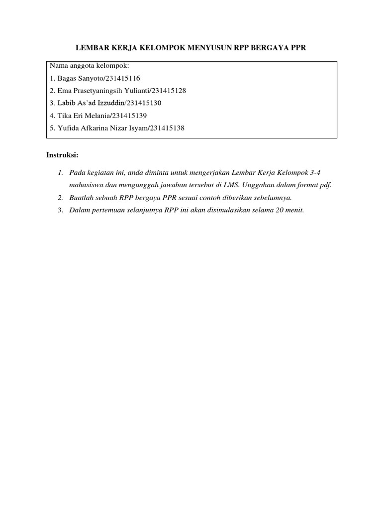 TOPIK 3 - EKSPLORASI KONSEP LK KELOMPOK - RPP BERBASIS PPR - SMAN 6 Yogyakarta | PDF
