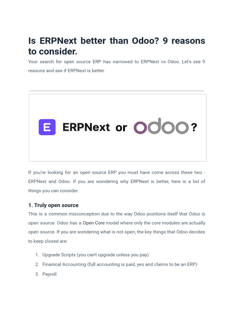 Is ERPNext Better Than Odoo | PDF | Open Source | Internet