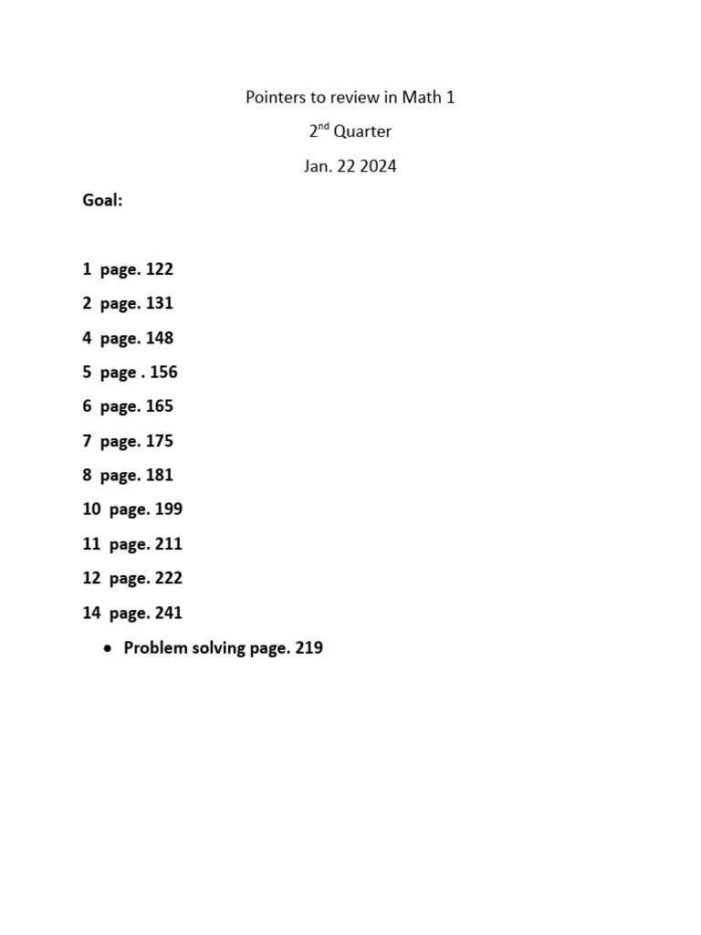 Pointers To Review in Math 1 | PDF