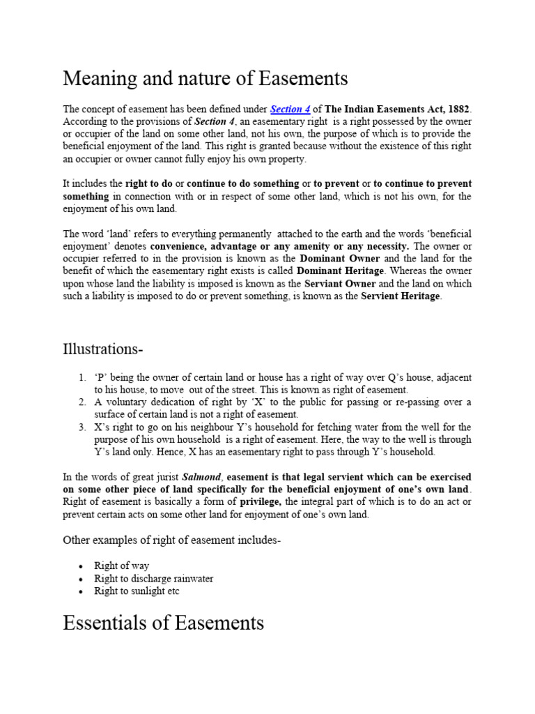 Meaning and Nature of Easements | PDF | Easement | License