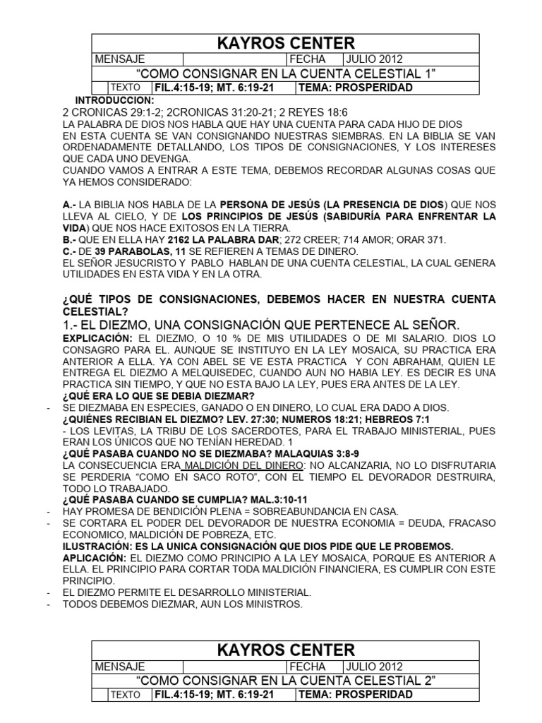 Predicaciones Kayros | PDF | Diezmo | Jesús