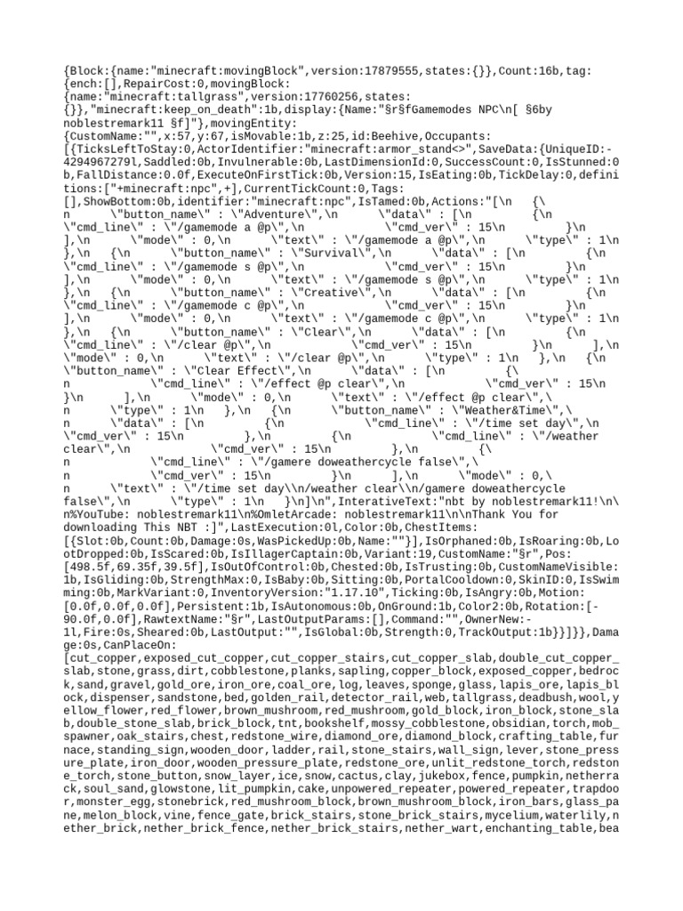 GameMode - NPC Mcpe NBT | PDF | Natural Materials