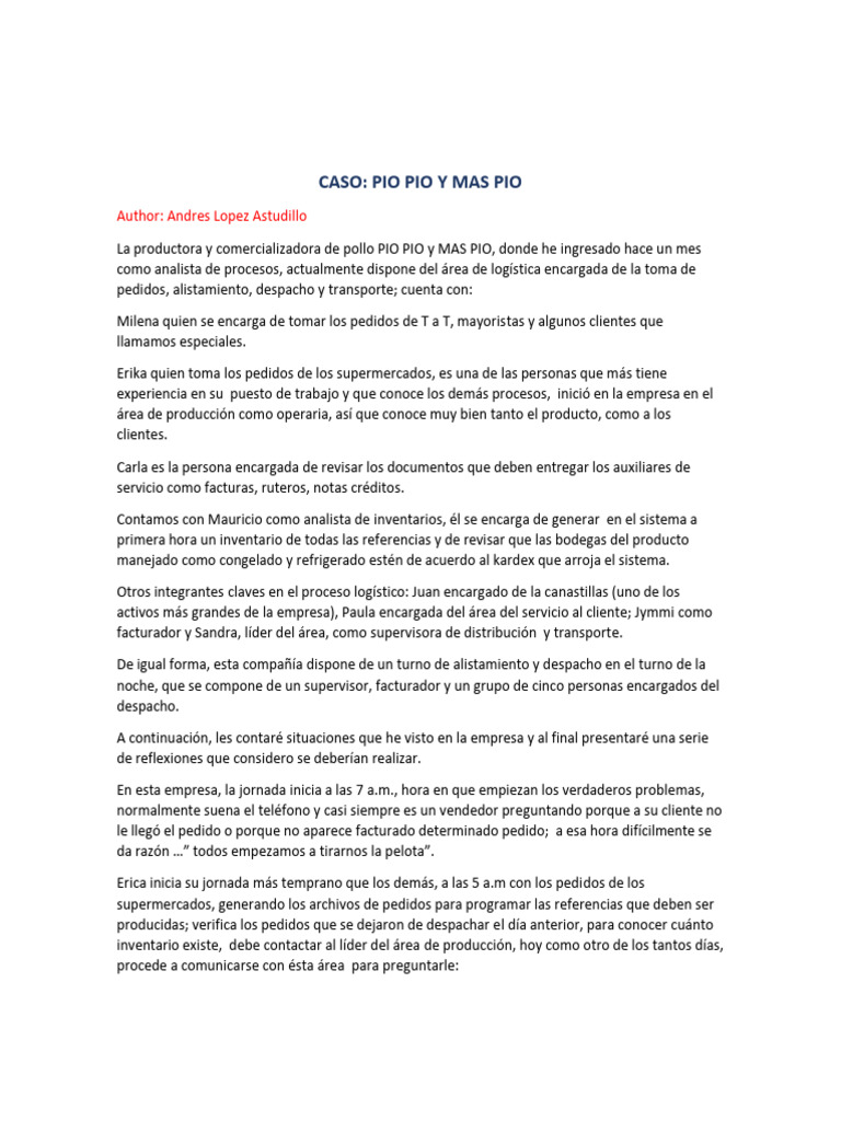 Caso Pio Pio y Mas Pio | PDF | Logística | Business