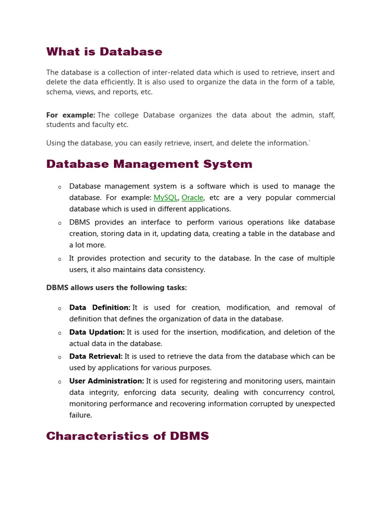 Databasenotesclass Pdf Databases Inheritance Object Oriented Programming