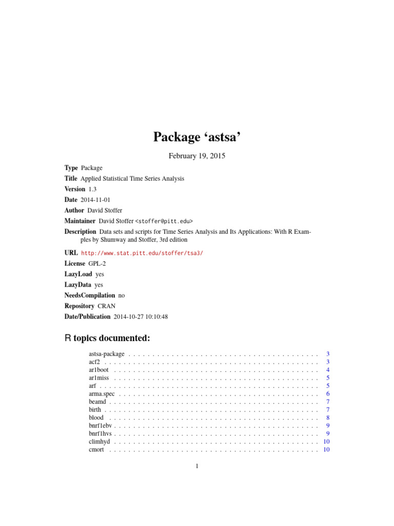 Astsa | PDF | Time Series | Statistics