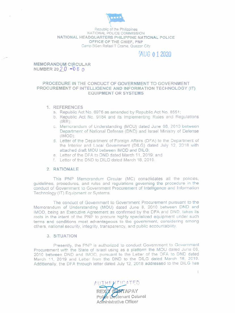 PNP MC No 2020 050 | PDF