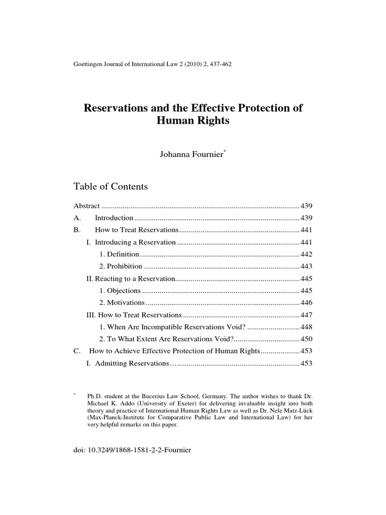 Human Rights Reservations Explained | PDF | Treaty | Convention On The ...