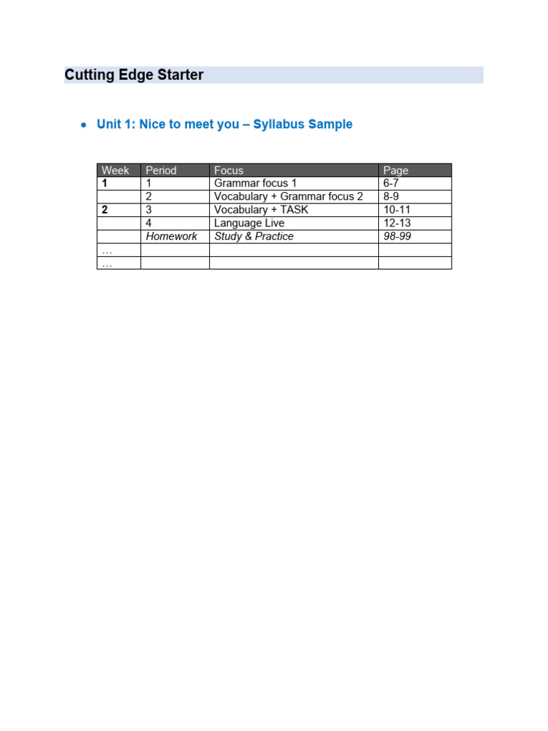 Cutting Edge Starter Unit 1 Sample | PDF | Language Arts & Discipline ...