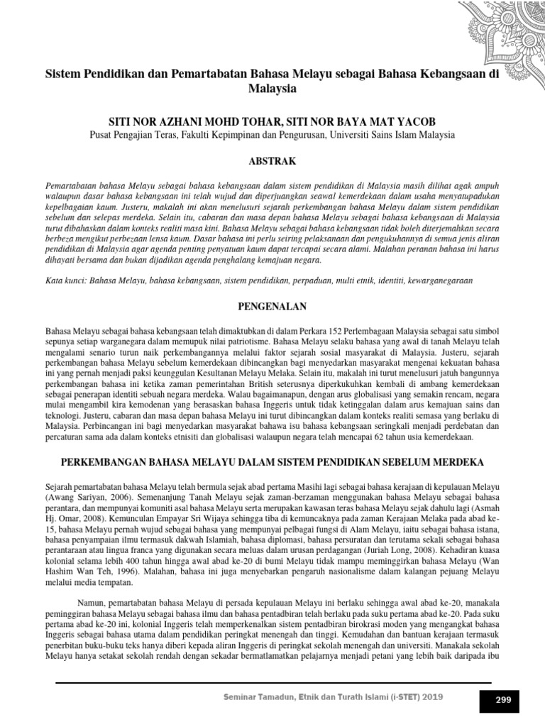 Sistem Pendidikan Dan Pemartabatan Bahasa Melayu Sebagai Bahasa Kebangsaan Di Malaysia | PDF