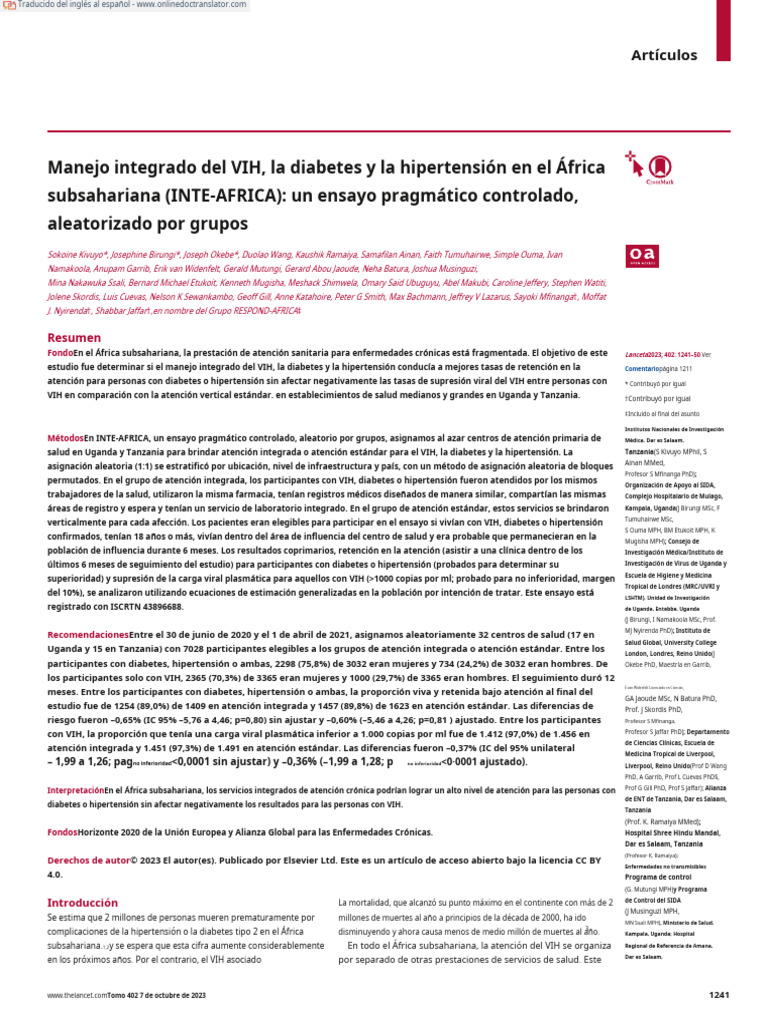 01 VIH DM HTA en Es | PDF | VIH | Estadísticas medicas