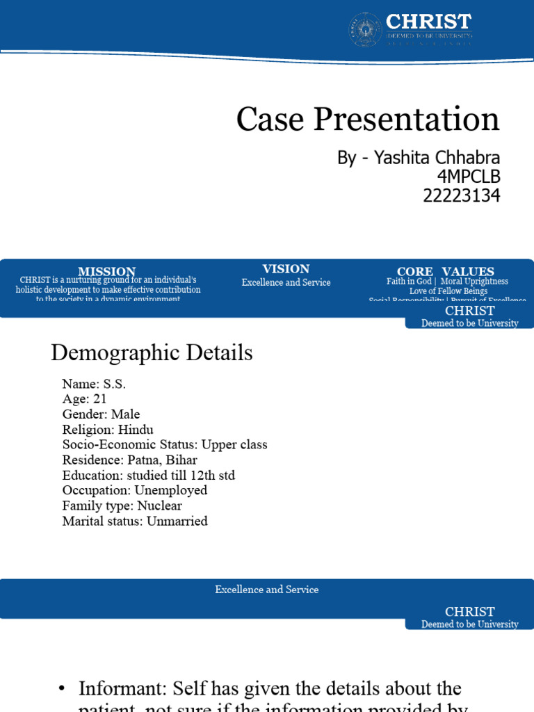Case Presentation | PDF | Mental Disorder | Psychotherapy