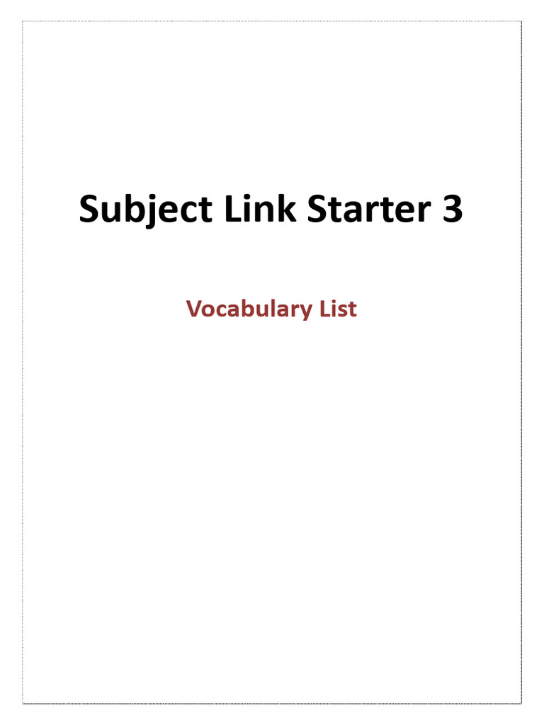 Subject Link Starter 3 - Word List | PDF | Verb | Noun