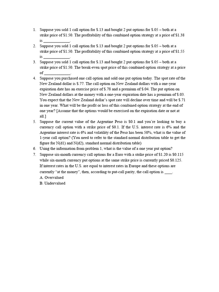 FIN4300 chapter 5& 5 appendix 练习题 | PDF