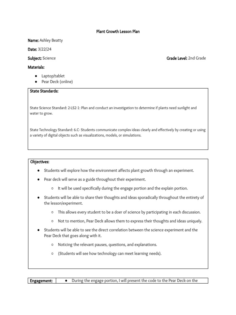 Plant Growth Lesson Plan | Download Free PDF | Science | Lesson Plan