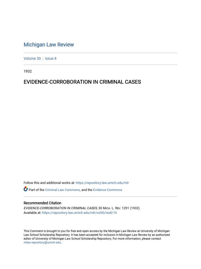 Evidence-Corroboration in Criminal Cases | PDF | Witness | Perjury