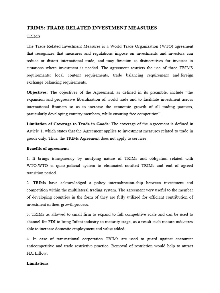 Trims It | PDF | World Trade Organization | Economies