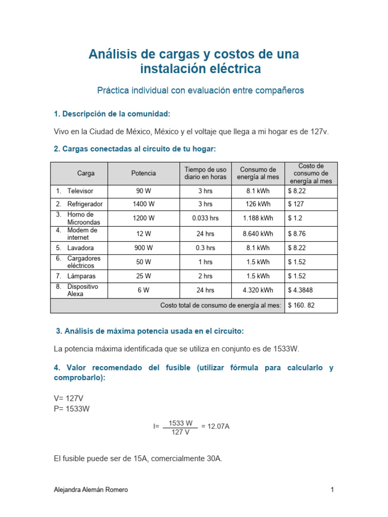 Análisis de Cargas y Costos de Una Instalación Eléctrica - AAR | PDF | Bienes manufacturados ...