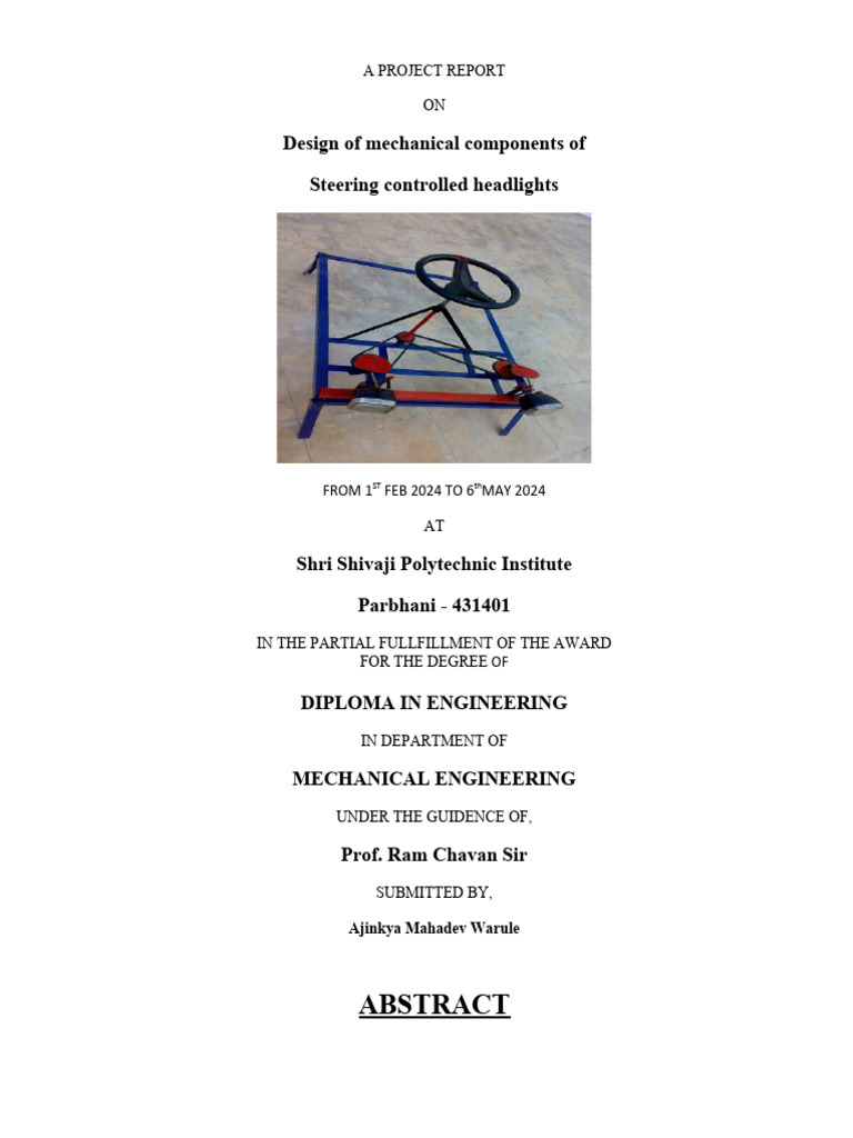 Steering Controled Headlights Project Report | Download Free PDF | Headlamp | Steering