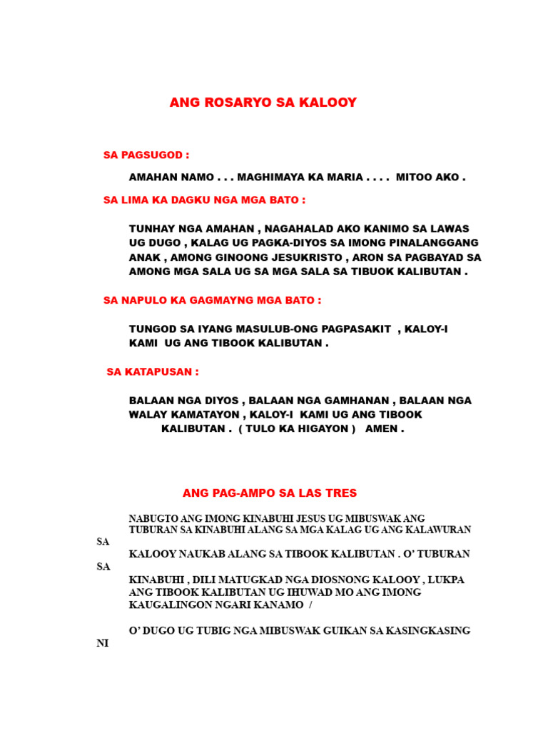 Ang Rosaryo Sa Kalooy | PDF