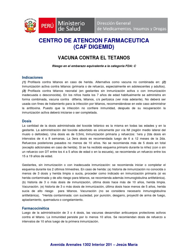 Vacuna contra el Tétanos | Vacunas | Salud pública
