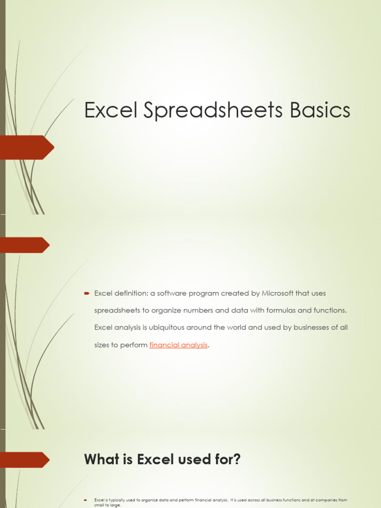 Excel Basics | PDF | Microsoft Excel | Spreadsheet