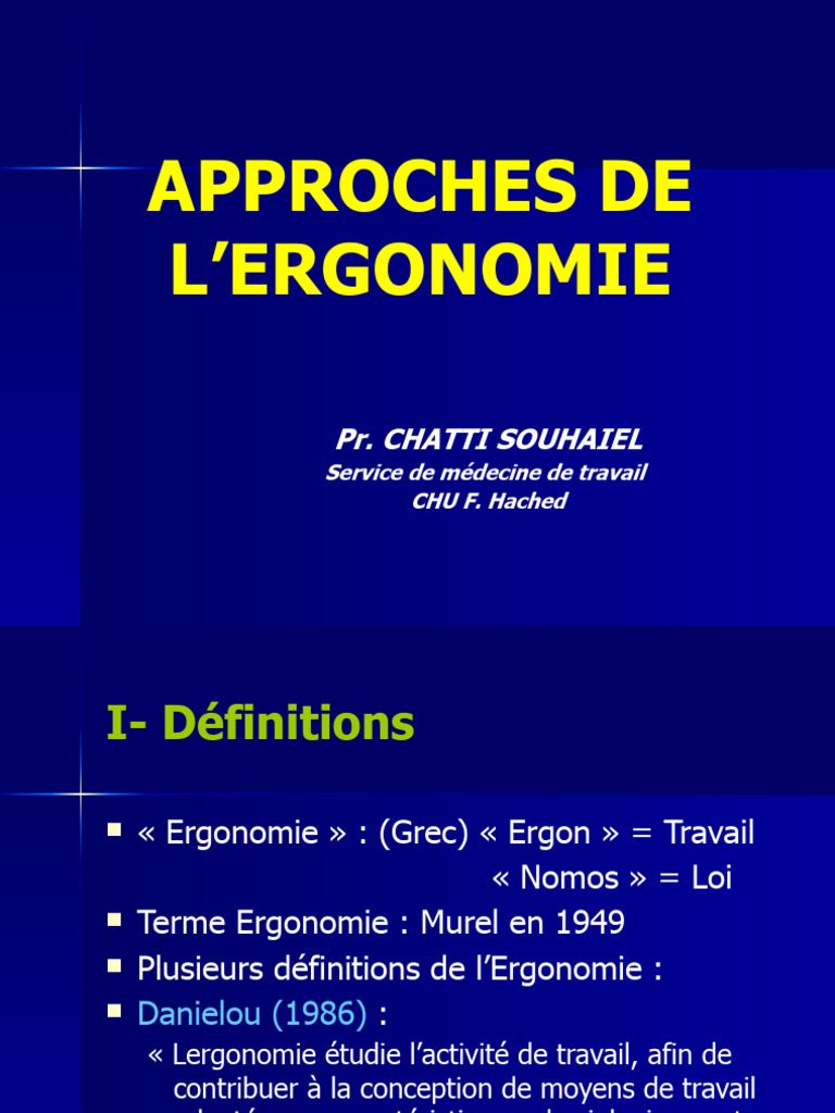 Approches et définitions de l'ergonomie | PDF | Ergonomie et facteurs ...