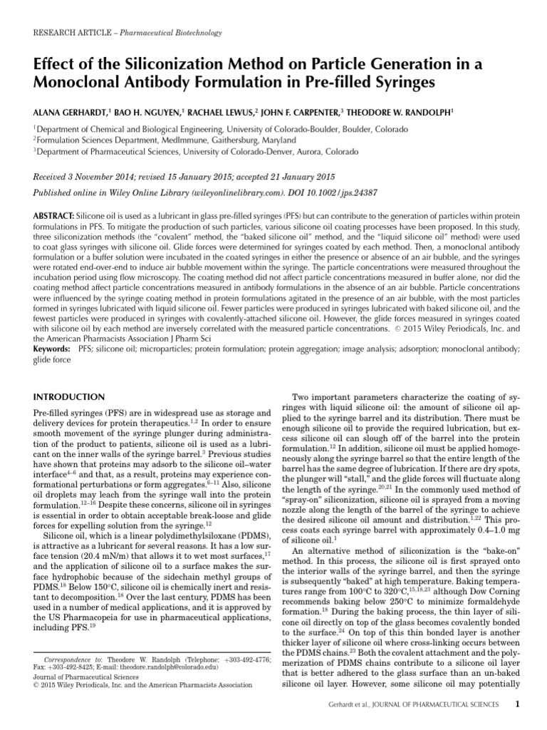2015 Gerhardt Pharm Biotech Effect Siliconization Method On Particle ...