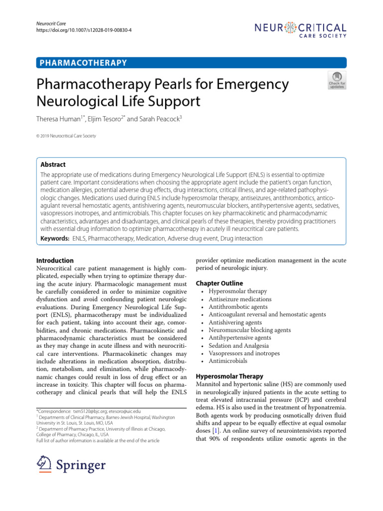 Sem3 - Pharmacotherapy Pearls For Emergency Neurological Life Support ...