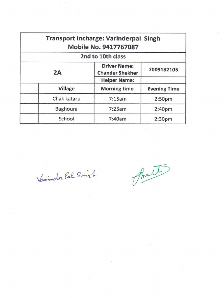 Village Wise Bus Route 2024-2025 (A) | PDF