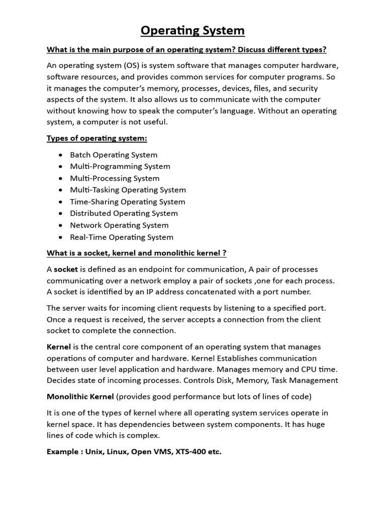 Operating System | PDF | Operating System | Process (Computing)