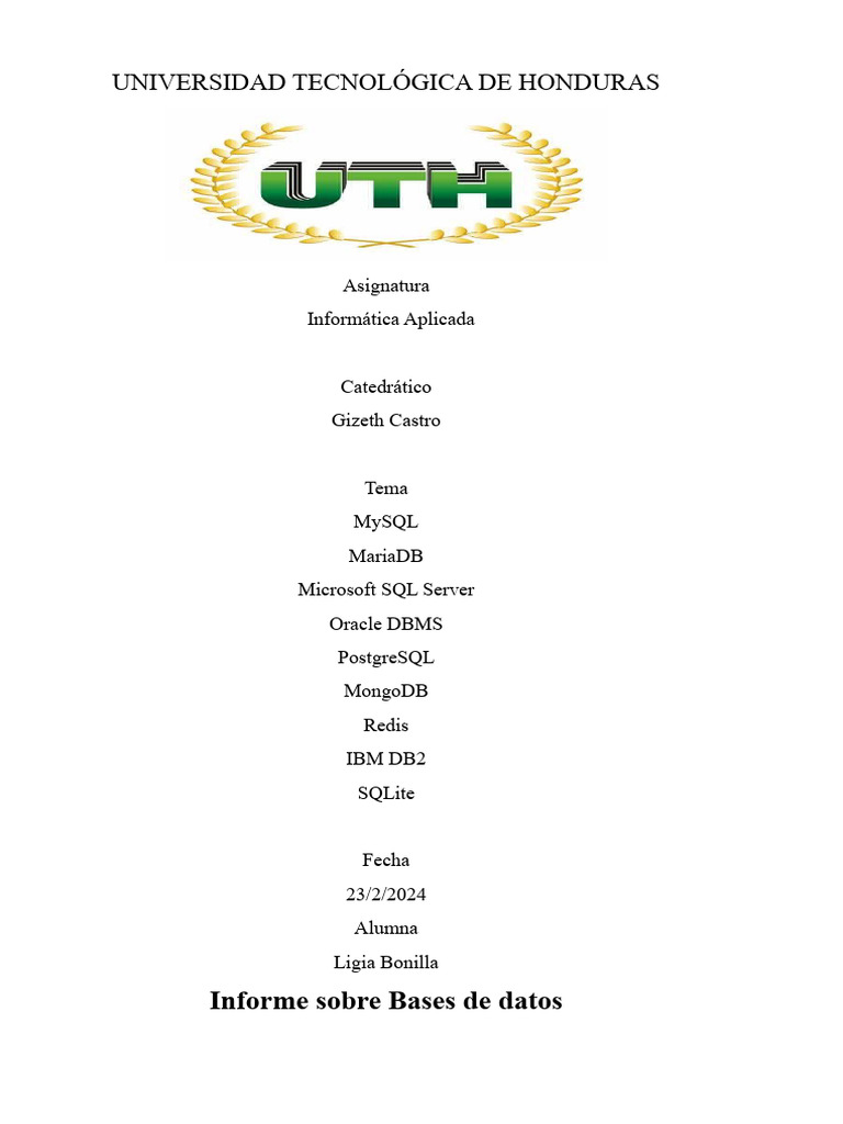 Bases de Datos Informatica | PDF | Mi sql | Servidor SQL de Microsoft
