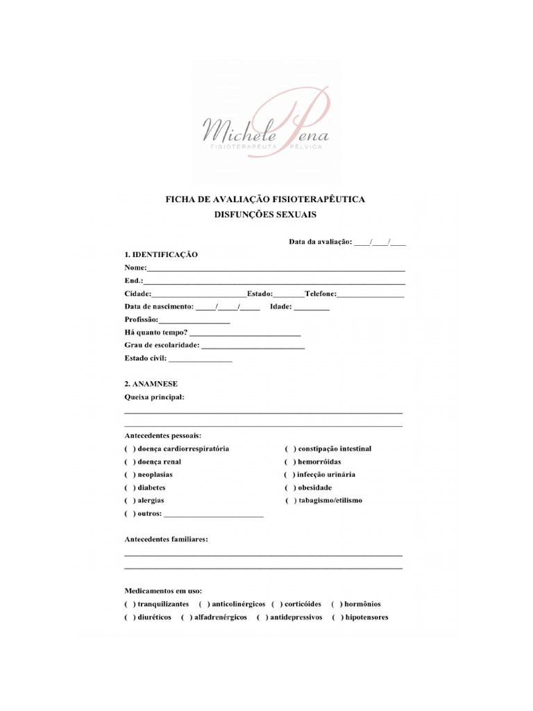 Ficha De Avaliação Disfunção Sexual Feminina Pdf
