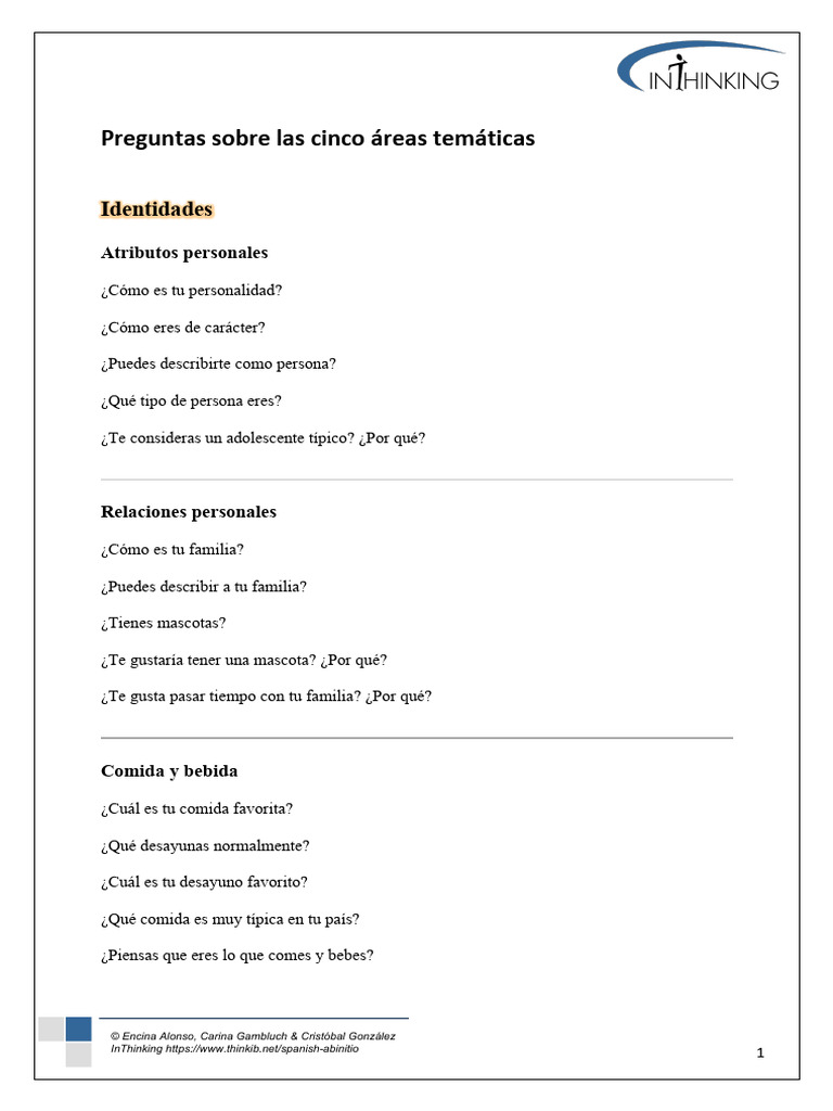 Preguntas sobre temas de identidad y vida | PDF